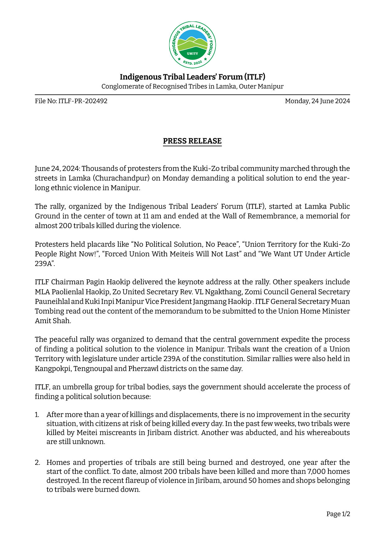 Press Release - 24 June 2024 - ITLF